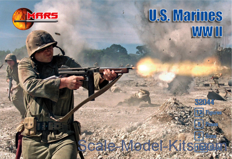 U.S. Marines WWII-Mars Figures plastic scale model kit in 1:32 scale ...